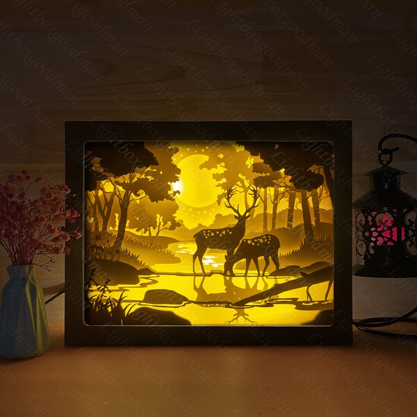 Wood Deer Shadow Box - Etsy