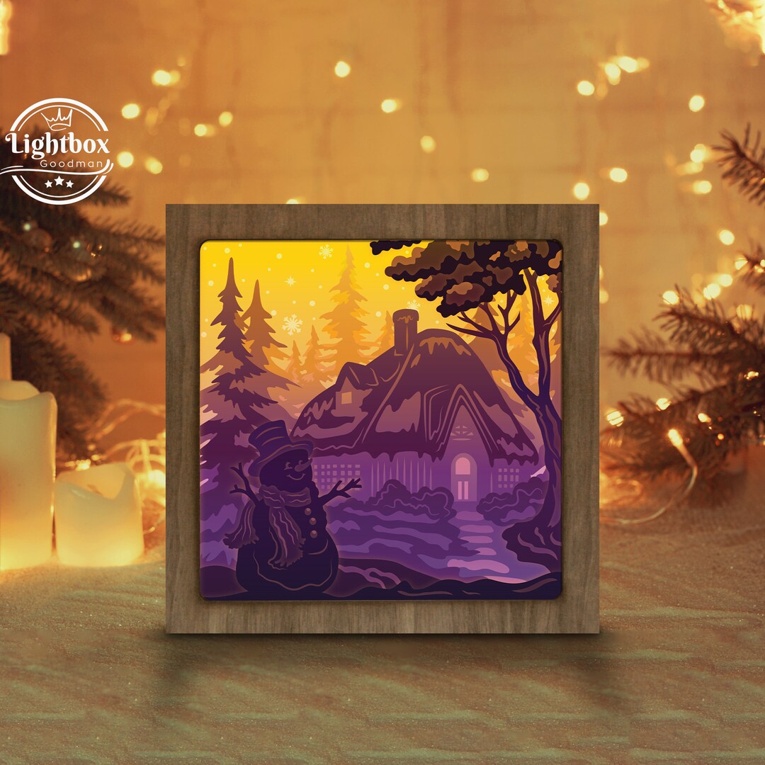 Christmas Snowman 4 Paper Cut Light Box Shadow Box Night - Etsy
