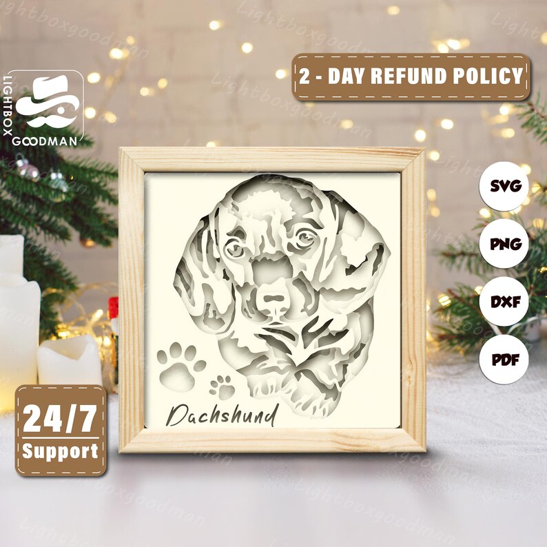 3d Dachshund Silhouette, Shadow Box Templates, Paper Cut, Files for ...