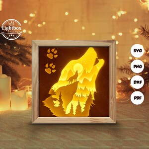 Wolf Shadow Box Files, Paper Cut Light Box Template Files, Shadow Box ...