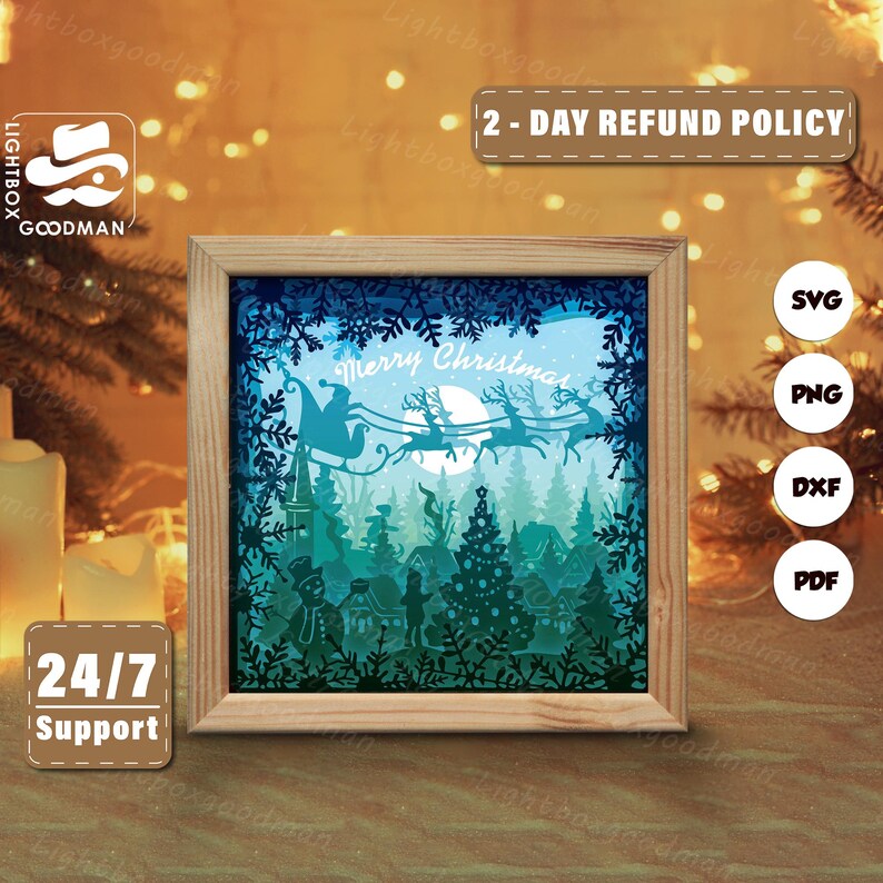 3D Christmas Shadow Box SVG: Layered Paper Cut Template (digital ...