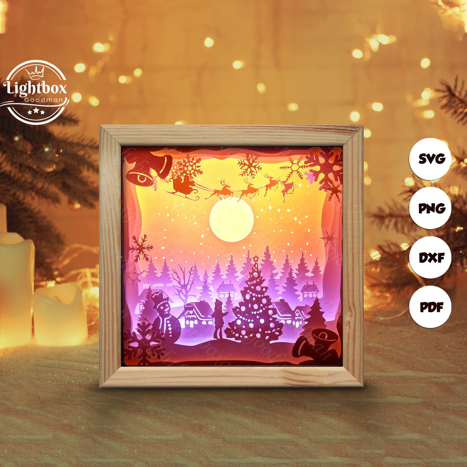 Santa Cabin Shadow Box Files, Paper Cut Light Box Template Files ...