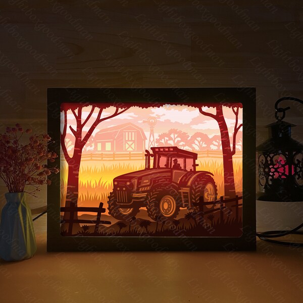Tractor Cutting Shadow Box - Etsy