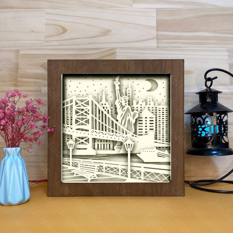 New York Paper Cut Light Box Shadow Box Night Light - Etsy