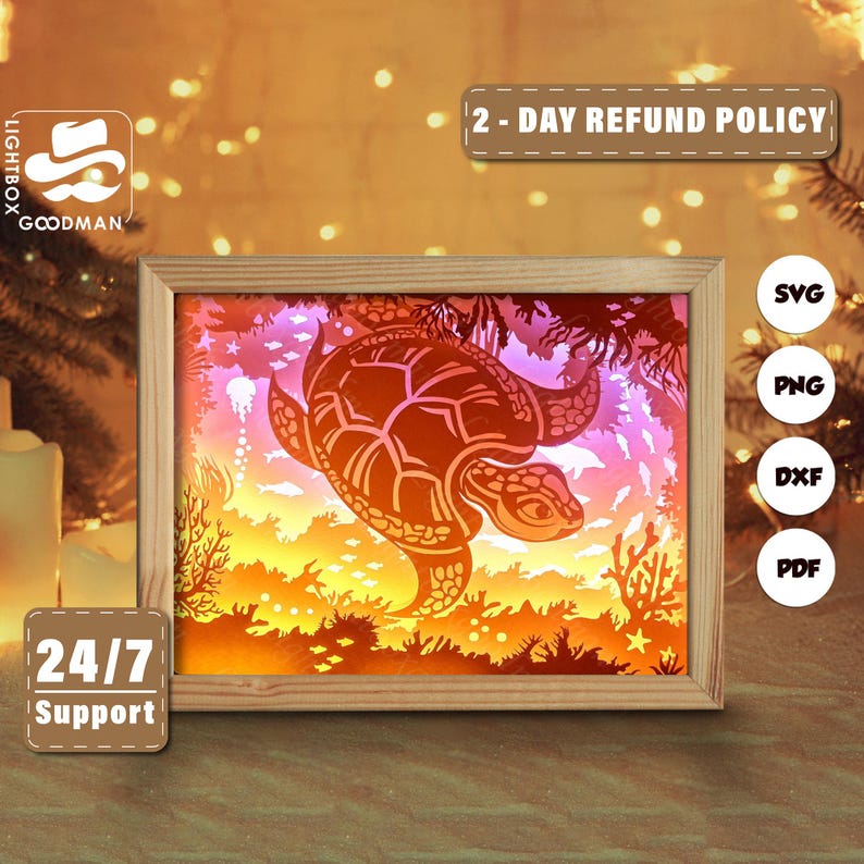 3D Sea Turtle Shadow Box Template: Layered Paper Cut Files - Etsy Canada