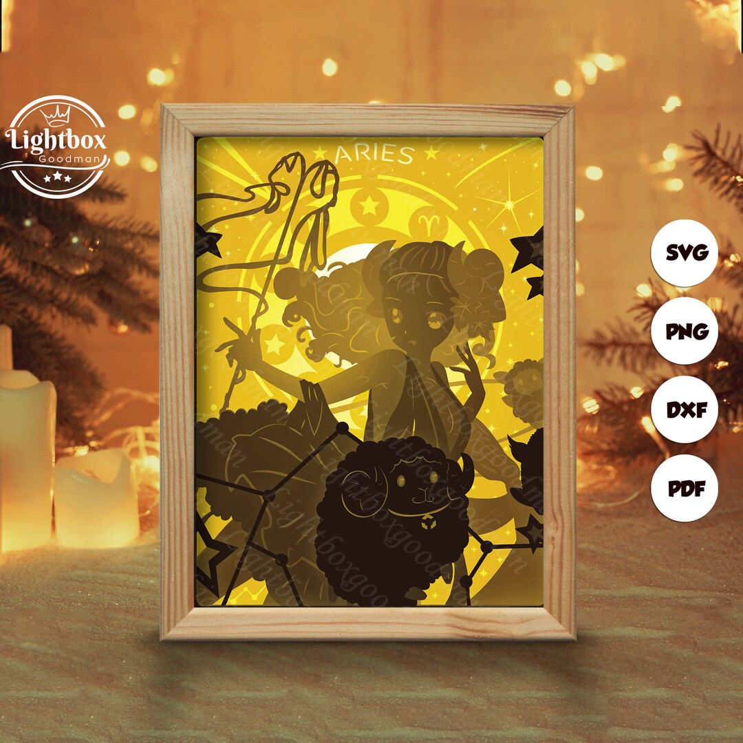 3d Zodiac Aries Silhouette, Shadow Box Templates, Paper Cut, Files for ...
