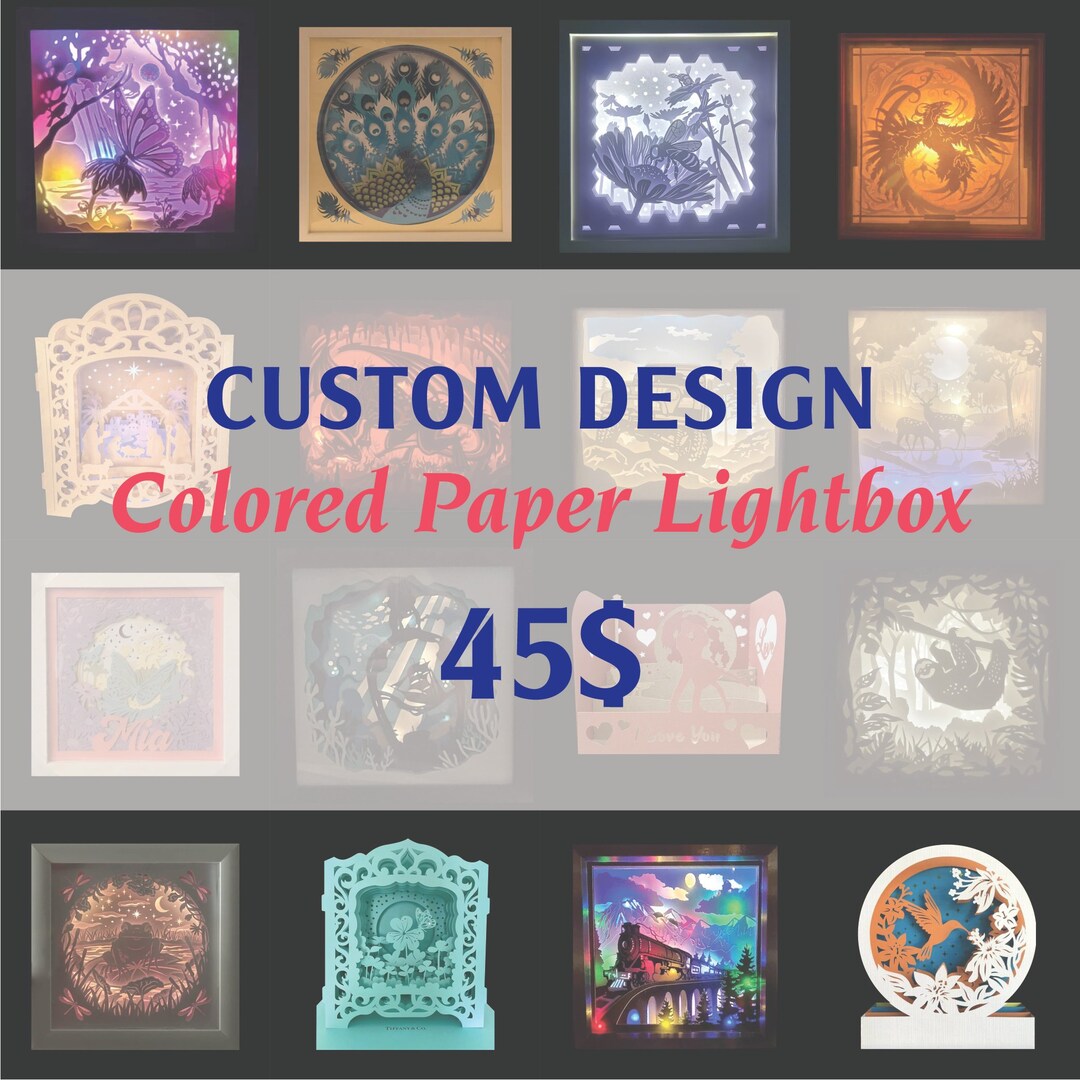 Colored Paper Cut Light Box Customize Design Normal, Silhouette, DIY - Etsy