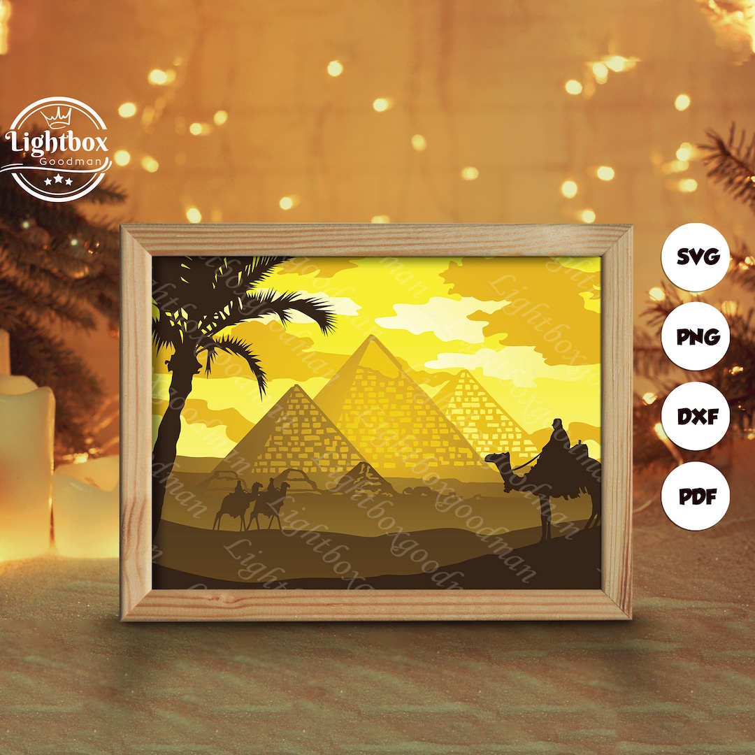 3d the Pyramids Silhouette, Shadow Box Templates, Paper Cut, Files for ...