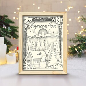 Joyeux Noel 9 Shadow Box Files, Paper Cut Light Box Template Files ...