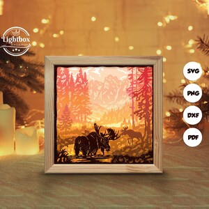Moose Shadow Box Files, Paper Cut Light Box Template Files, Shadow Box Paper Cut, 3D Papercut ...