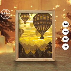 Air Balloons Shadow Box Files, Paper Cut Light Box Template Files ...