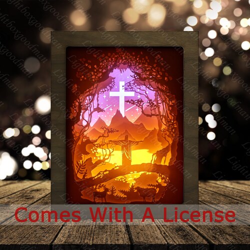 Jesus Shadow Box Svg Layered Light Box Template Christmas - Etsy