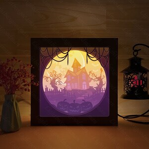 Halloween 18 Shadow Box Files Paper Cut Light Box Template - Etsy