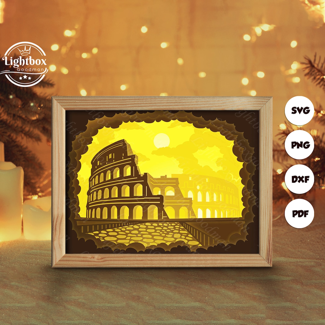 3d Colosseum Silhouette, Shadow Box Templates, Paper Cut, Files for ...
