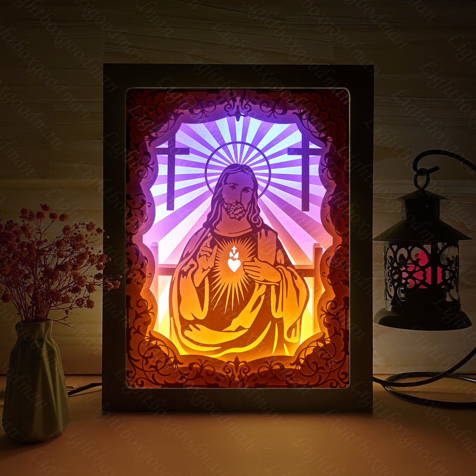 Jesus 6 Paper Cut Light Box Shadow Box Night Light Bedroom - Etsy