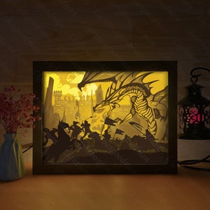 Dragon 1 Shadow Box Files Paper Cut Light Box Template Files - Etsy