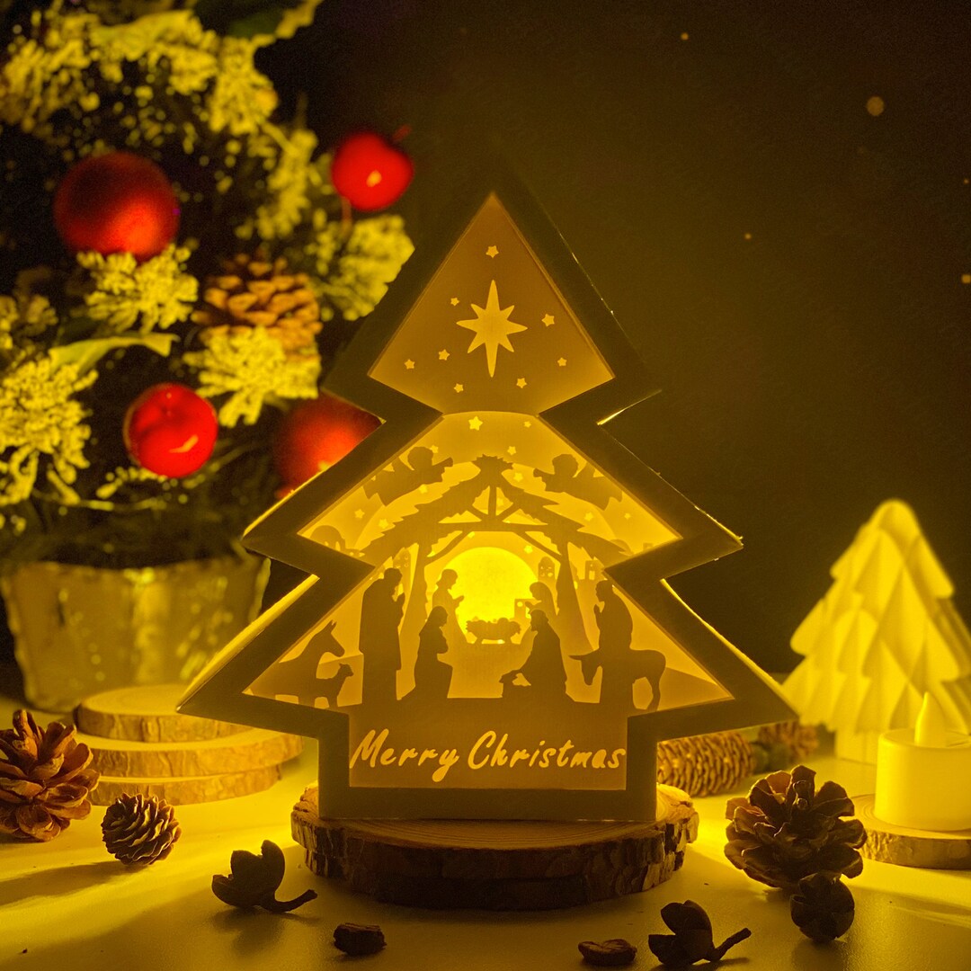 Christmas Nativity Shadow Box Svg, Christmas Nativity Tree Svg, Tree ...