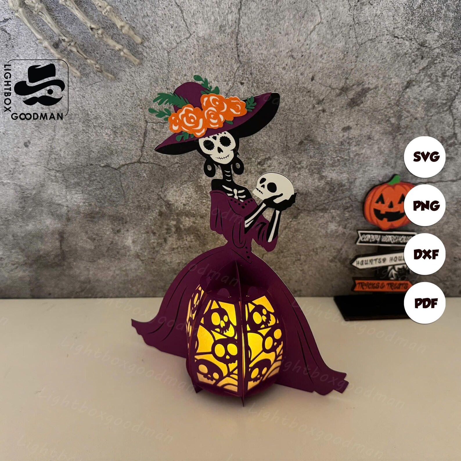 Catrina Halloween Lantern SVG: Paper Cut Template (digital Download) 2 ...