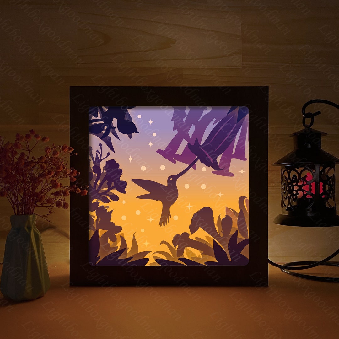 Simple Hummingbirds 2 Shadow Box Files Paper Cut Light Box - Etsy