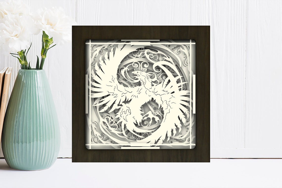 Phoenix Paper Cut Light Box Shadow Box Gift For Him Gift | Etsy