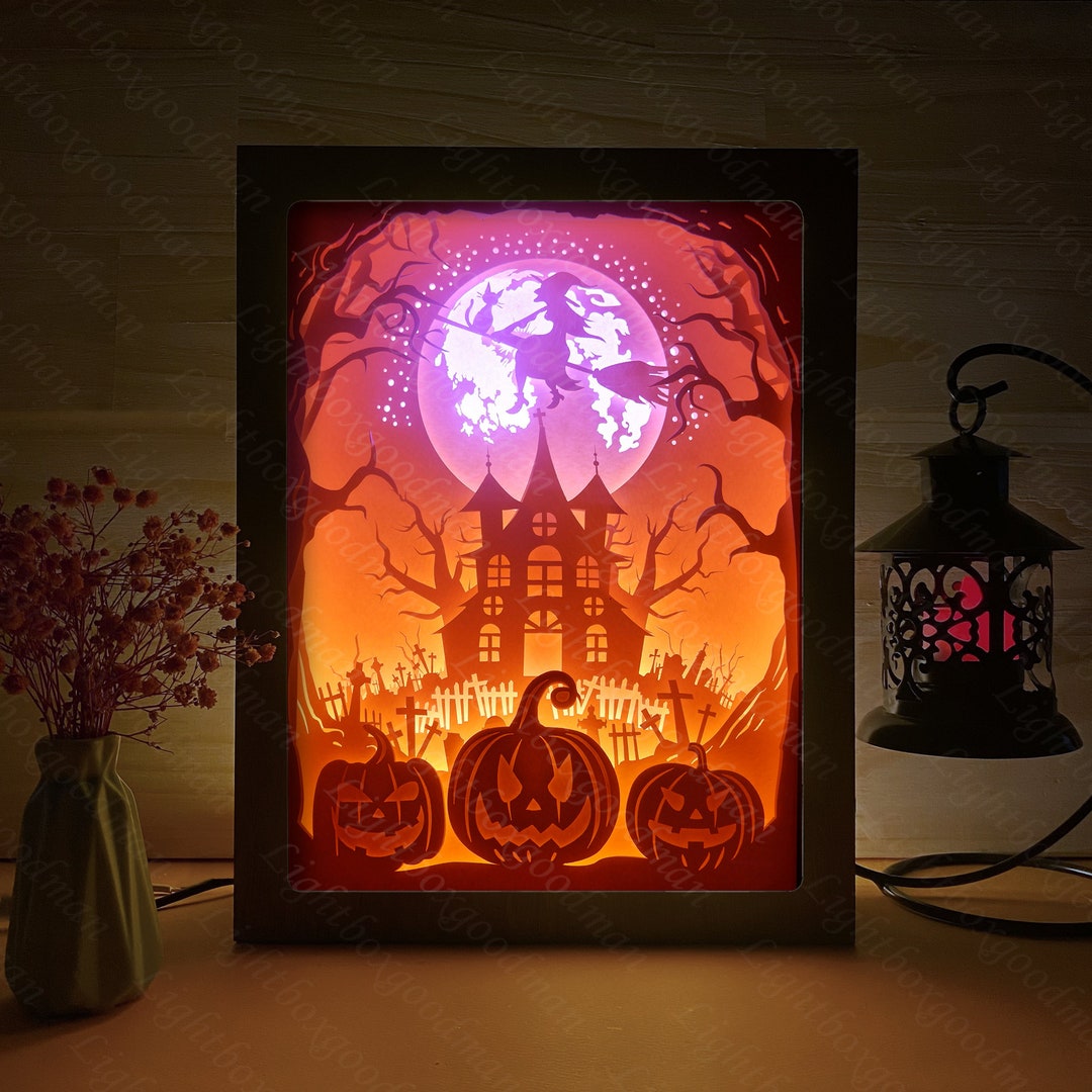 Halloween 3 Shadow Box Files Paper Cut Light Box Template - Etsy