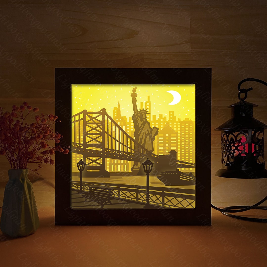 New York Paper Cut Light Box Shadow Box Night Light - Etsy