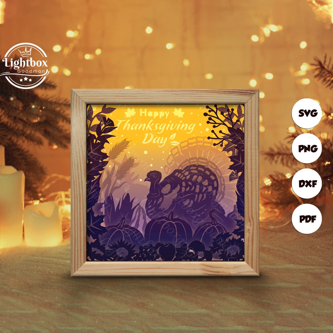 Happy Thanksgiving 2 Shadow Box Files, Paper Cut Light Box Template ...
