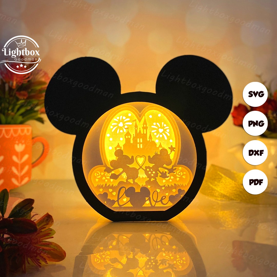 Mickey Shadow Box SVG for Cricut Projects DIY, Mouse Couple Box Lantern ...
