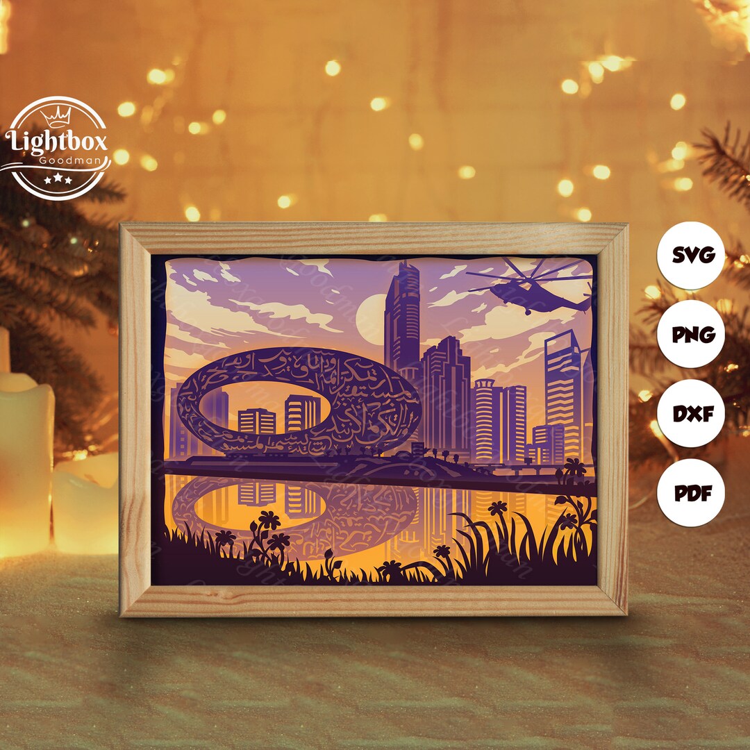 Dubai Skyline Shadow Box Files, Paper Cut Light Box Template Files ...
