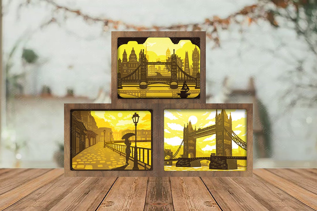 Combo 3 Templates Landscape 5 Paper Cut Light Box Template, Shadow Box ...