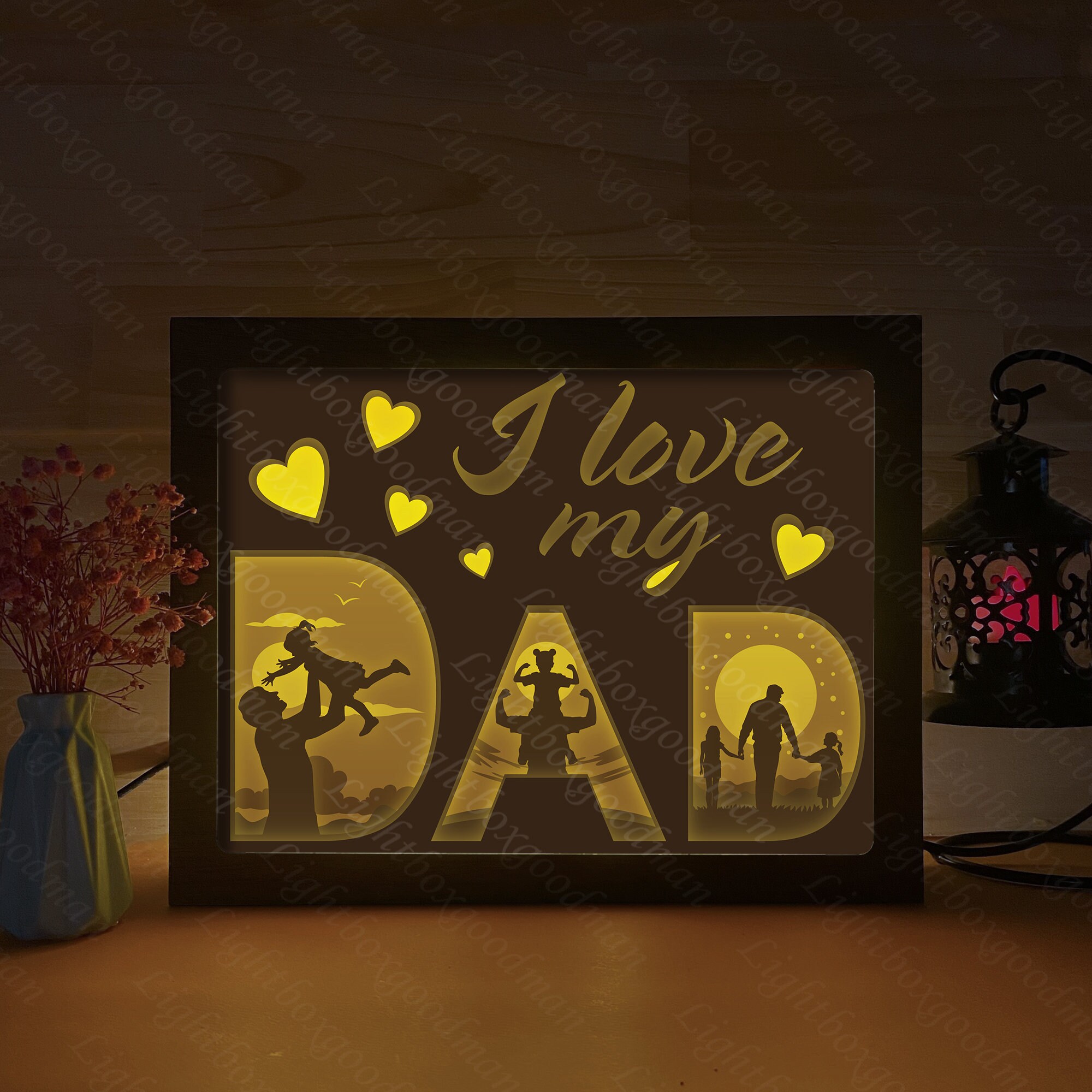 I Love My Dad 2 Paper Cut Light Box Template Shadow Box 3D - Etsy Canada