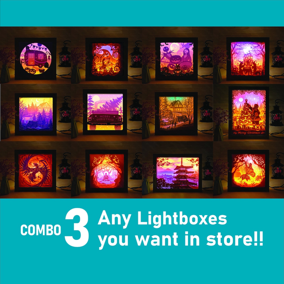 Combo 3 Custom Lightbox Templates Paper Cut Light Box Template, Shadow ...