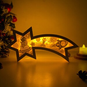 Astronaut Star Shadow Box SVG, Spaceman Star Lamp Paper Cut Lantern for ...
