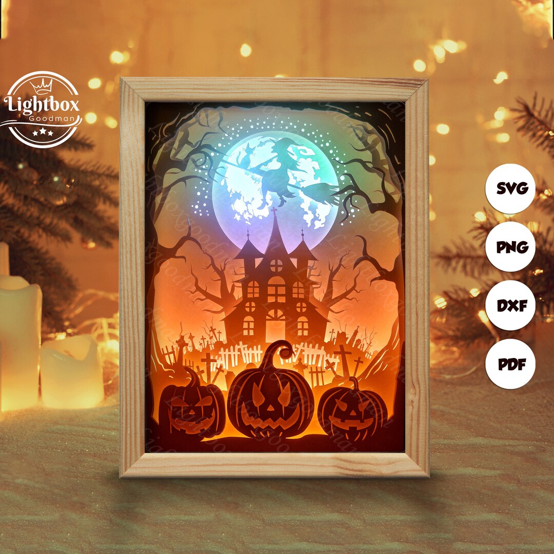 Pumpkins Shadow Box Files, Paper Cut Light Box Template Files, Shadow ...