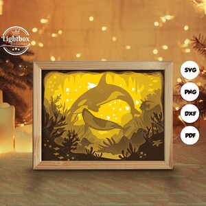 Simple Orca Whales Shadow Box Files, Paper Cut Light Box Template Files ...