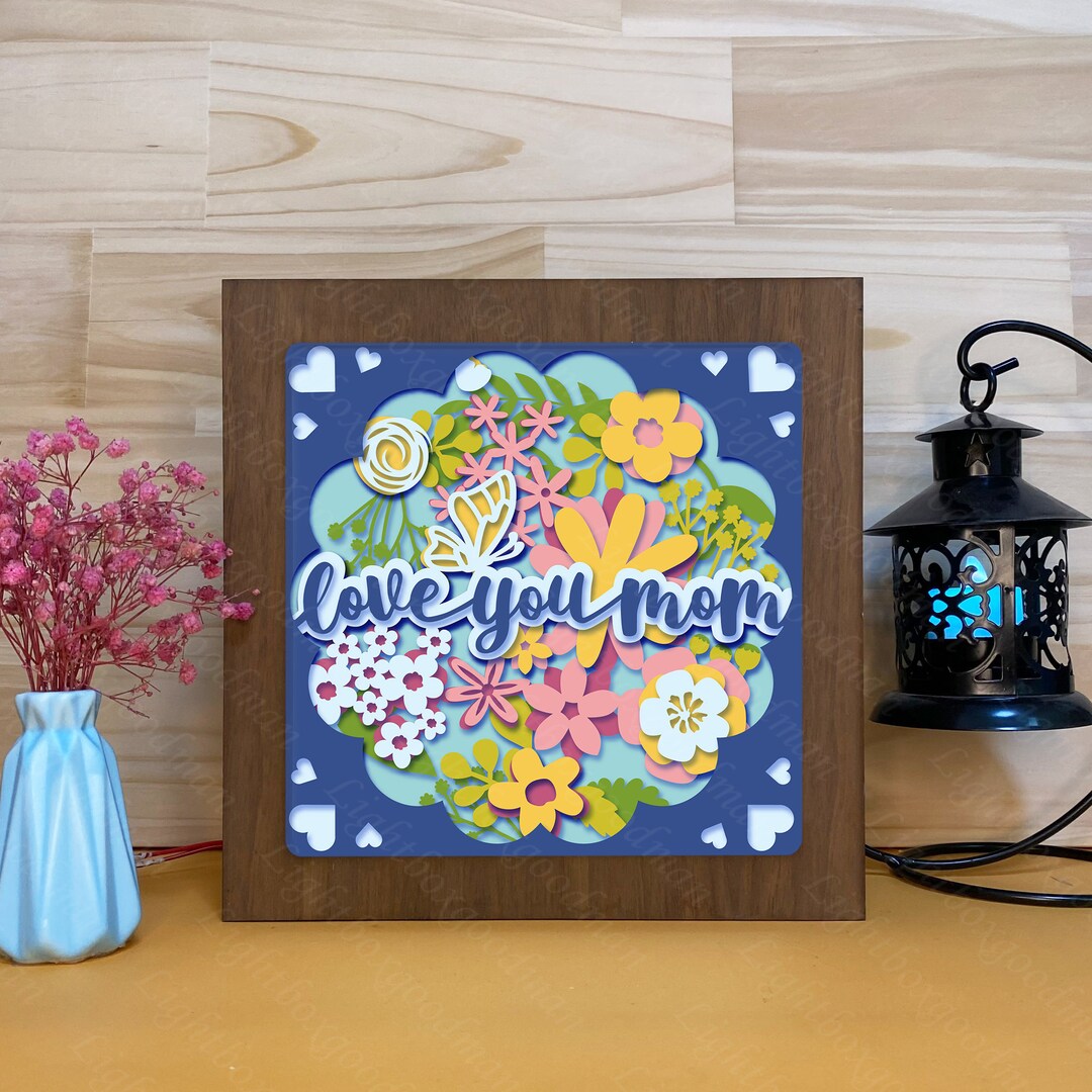 Love You Mom Shadow Box Svg 3D Mom Shadow Box Mom Paper Cut - Etsy