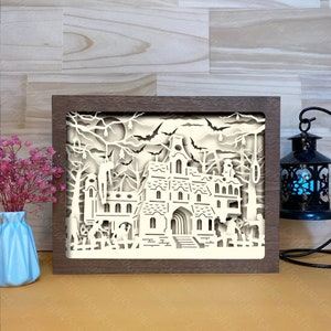 Haunted Castle Shadow Box Files, Paper Cut Light Box Template Files ...