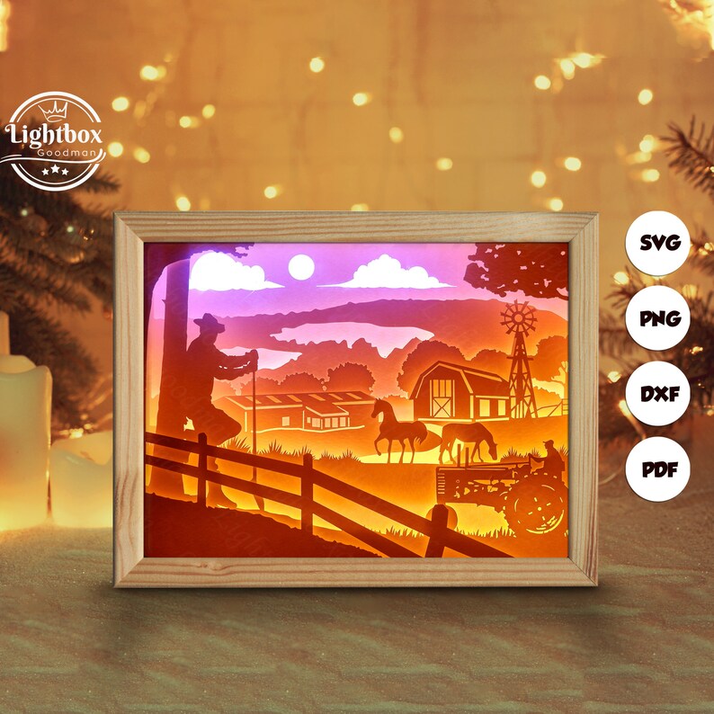 American Farm Shadow Box Template: 3D Layered Paper Cut Files - Etsy