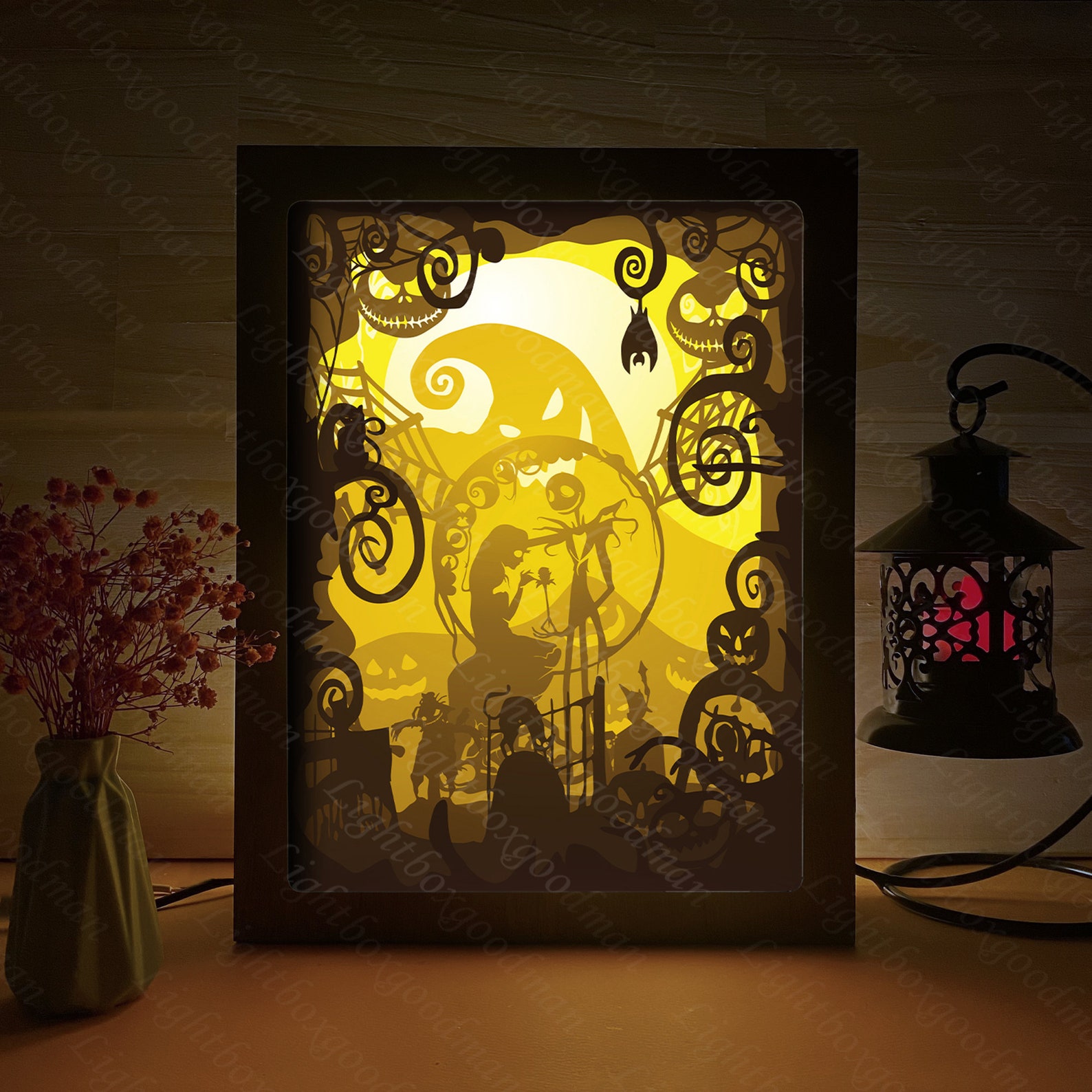 Nightmare Halloween Paper Cut Light Box Shadow Box Night - Etsy