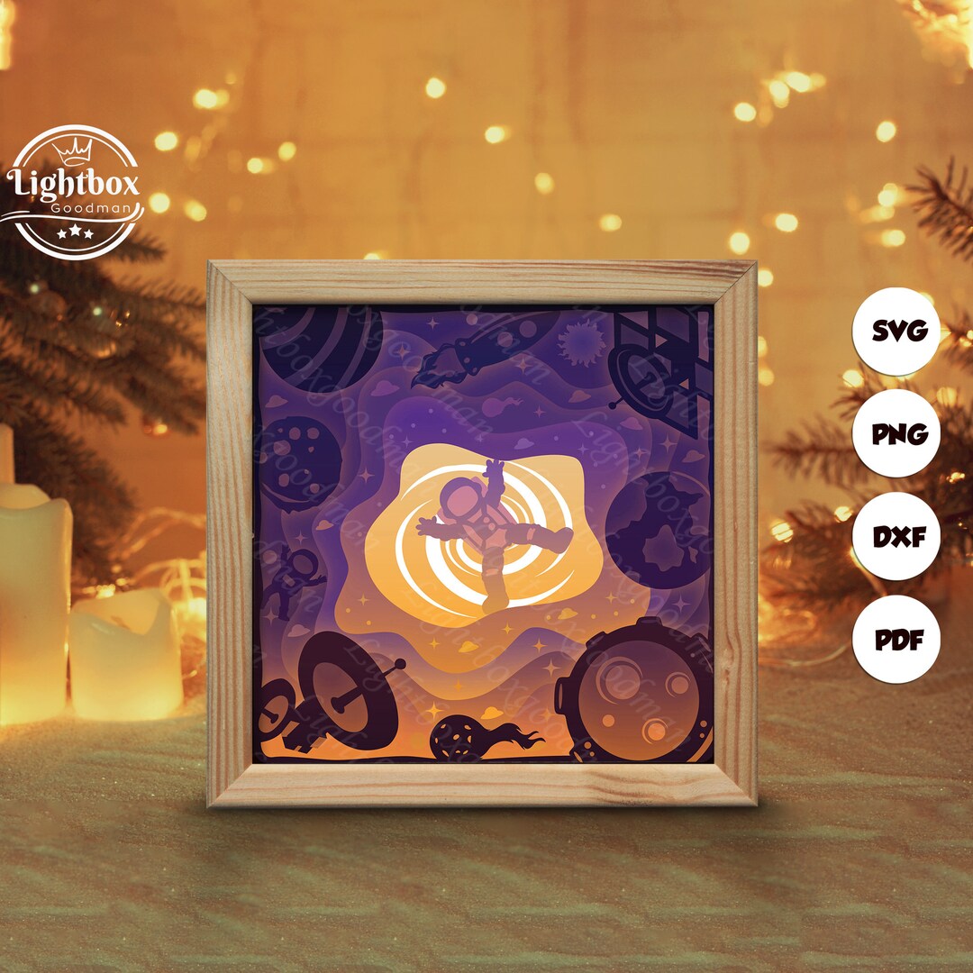 Astronaut Shadow Box Files, Paper Cut Light Box Template Files, Shadow ...