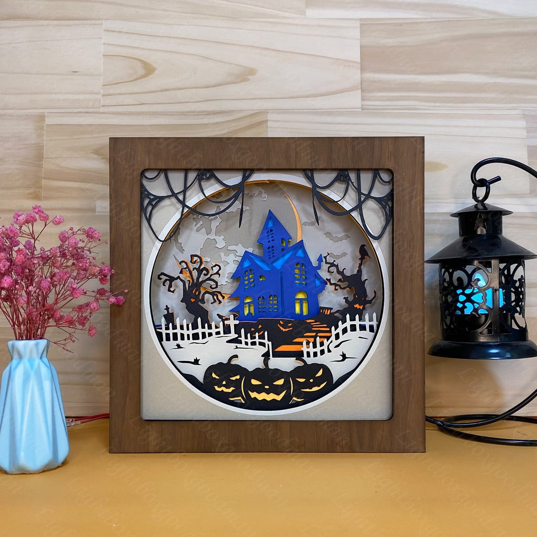 Halloween 18 Shadow Box Files Paper Cut Light Box Template - Etsy