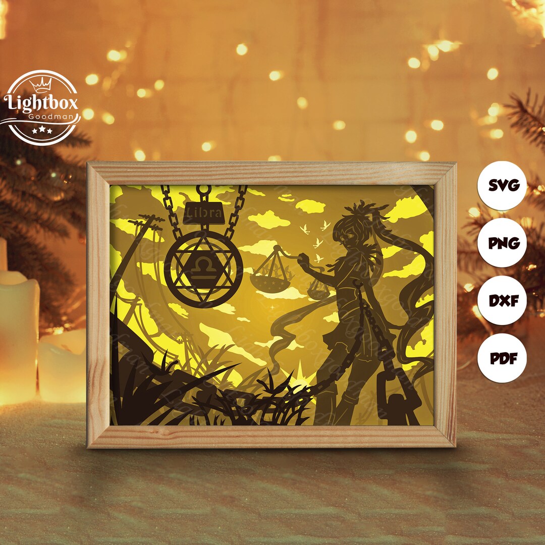 Zodiac Libra Shadow Box Files, Paper Cut Light Box Template Files ...