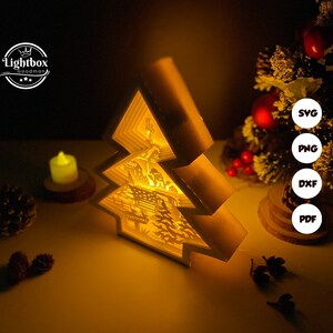 Christmas 3 Shadow Box Svg, Christmas Tree Svg, Tree Paper Lantern Svg ...
