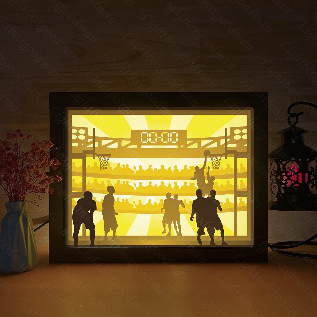 Basketball Shadow Box Files Paper Cut Light Box Template - Etsy