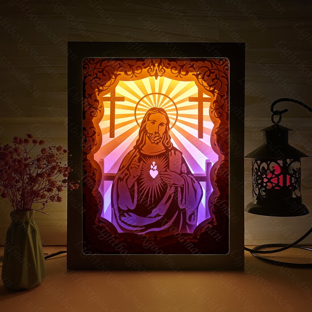 Jesus 6 Paper Cut Light Box Shadow Box Night Light Bedroom - Etsy