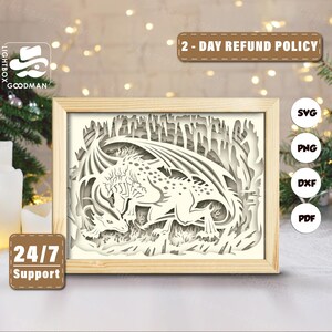 3d Dragon Silhouette, Shadow Box Templates, Paper Cut, Files for Cricut ...