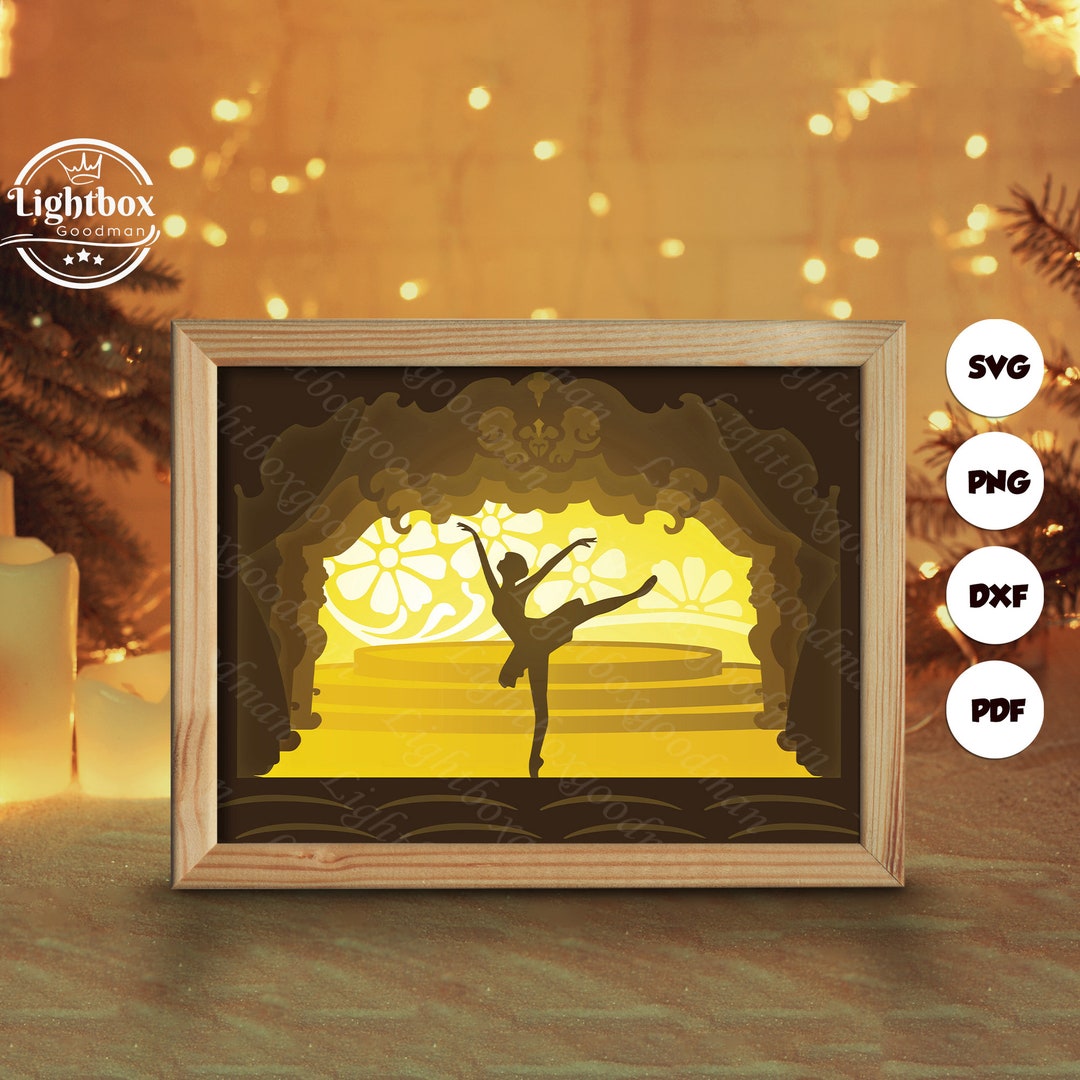 Simple Ballet Shadow Box Files, Paper Cut Light Box Template Files ...