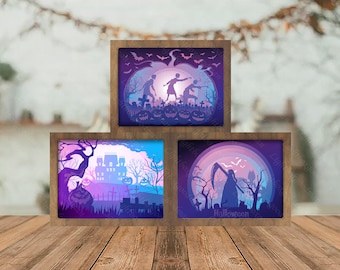 Combo 3 Templates Halloween 1 Paper Cut Light Box Template | Etsy