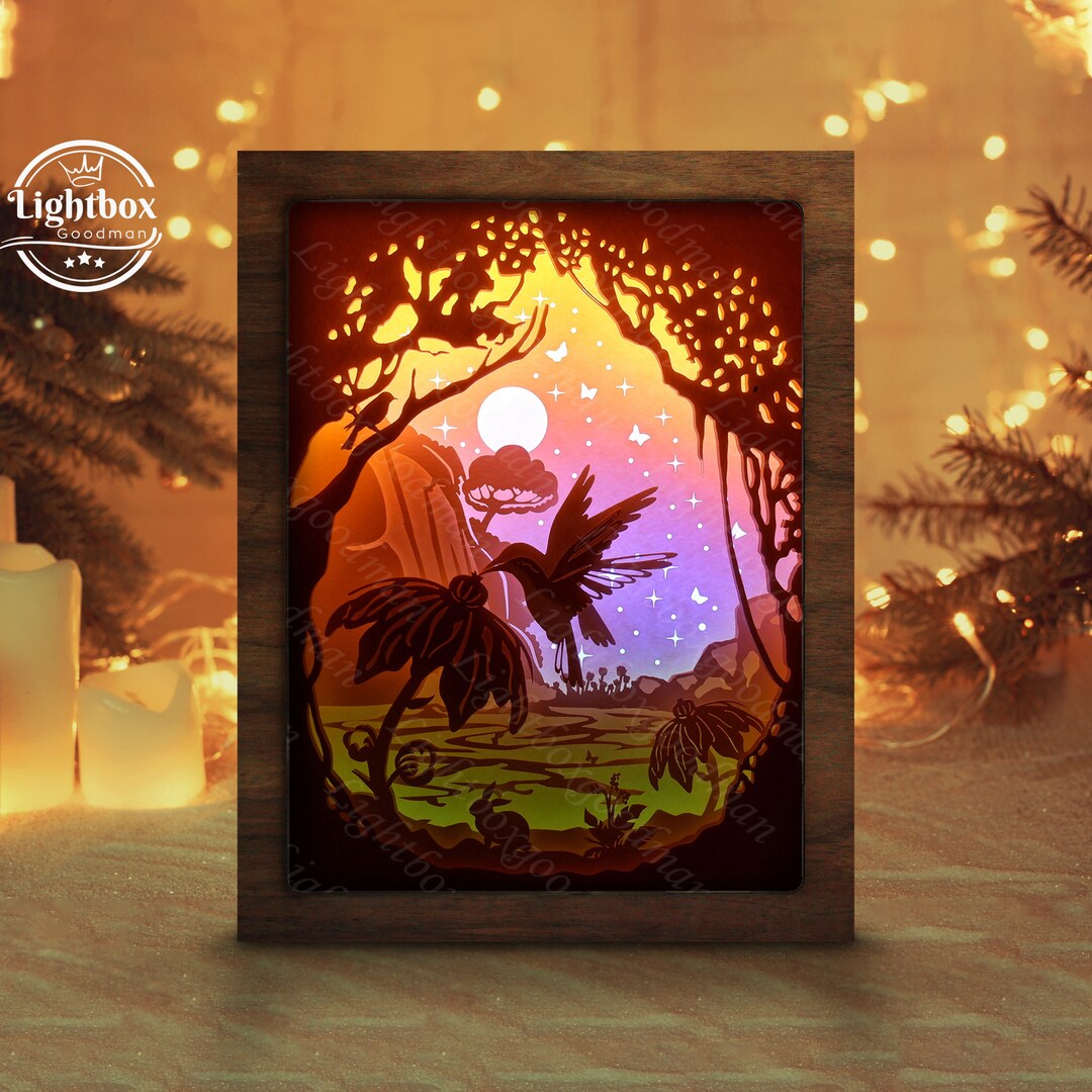 Hummingbird 1 Paper Cut Light Box, Shadow Box, Night Light Bedroom ...