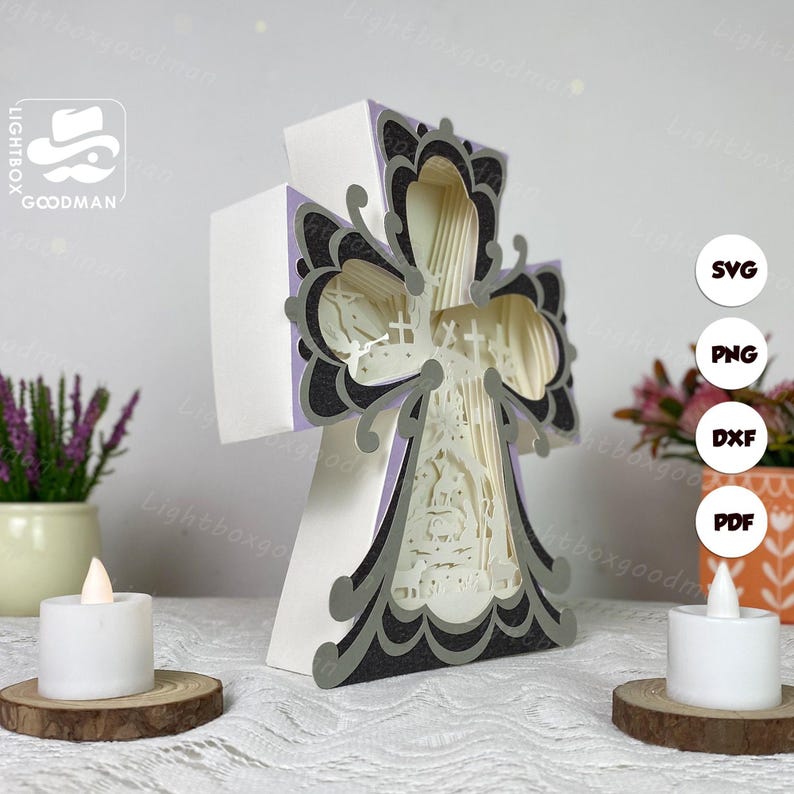 Crucifixion and Resurrection of Christ in Cross Lantern SVG - Easter ...